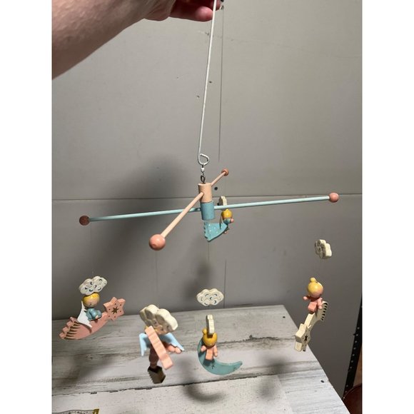 Other | Vintage Baby Mobile With Wooden Angels On Clouds | Poshmark